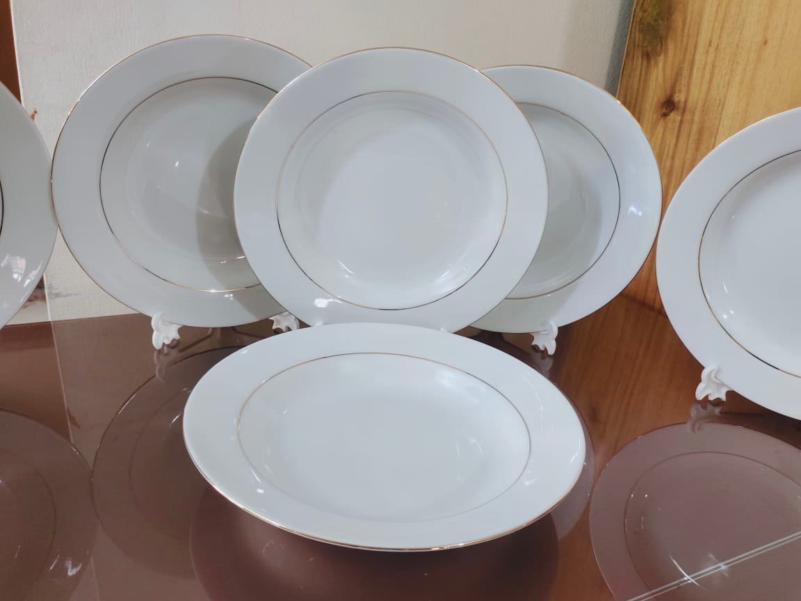 6 Pcs Ceramic Deep Dinner Plate Set 9"Inch , Deep Rice Dinner Plate ...