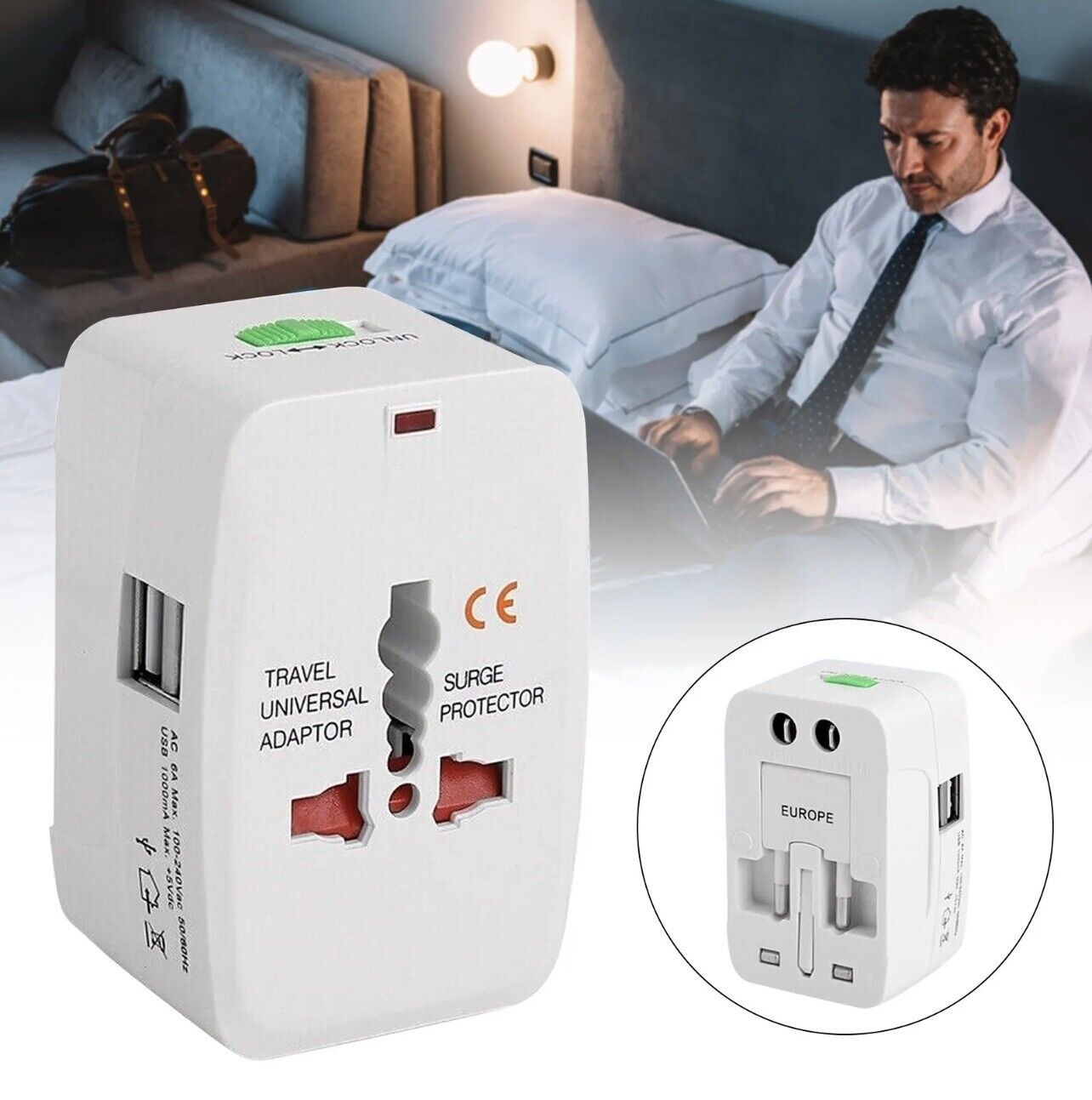 Universal USB Multi Plug Travel Adapter Power Socket international UK ...