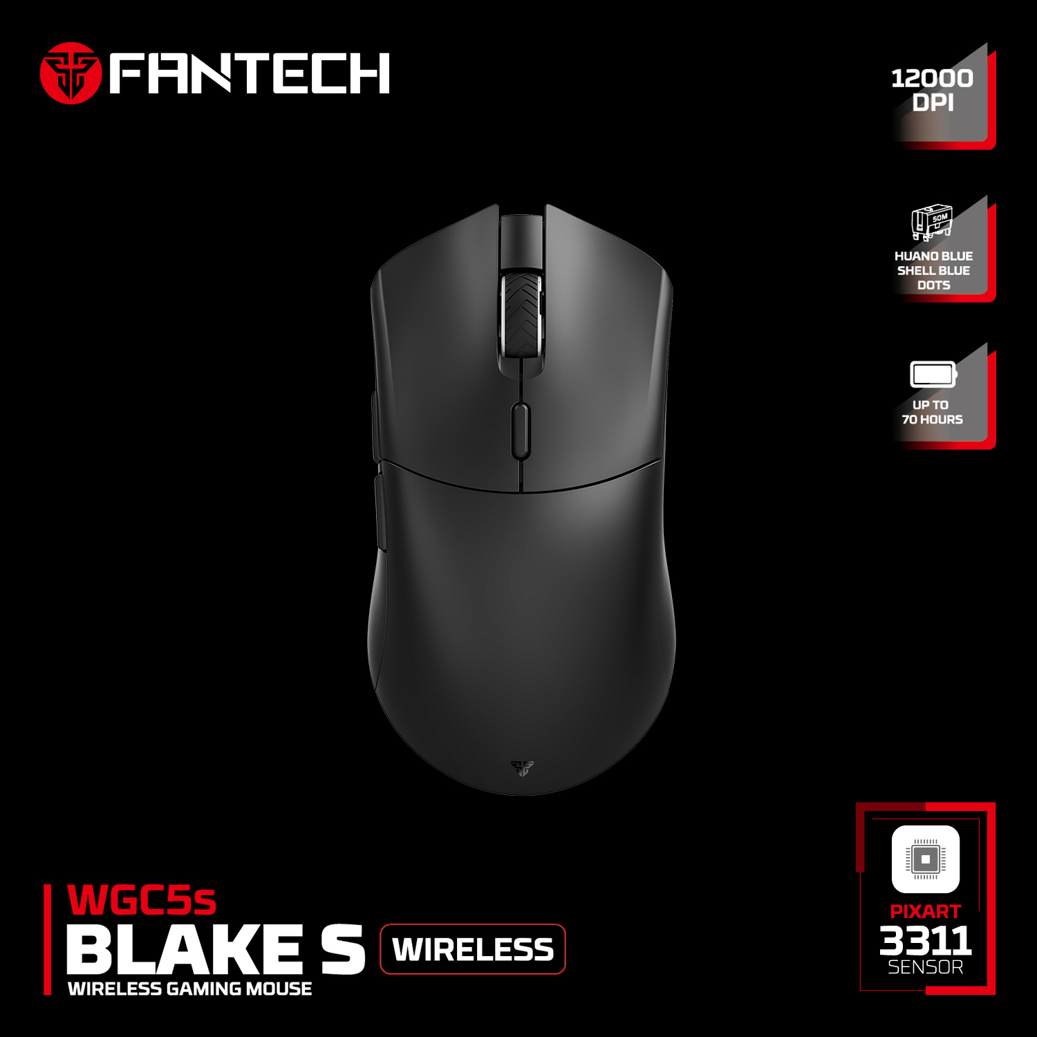 FANTECH WGC5s Wireless Gaming Mouse Pixart 3311 Sensor 12000 DPI ...