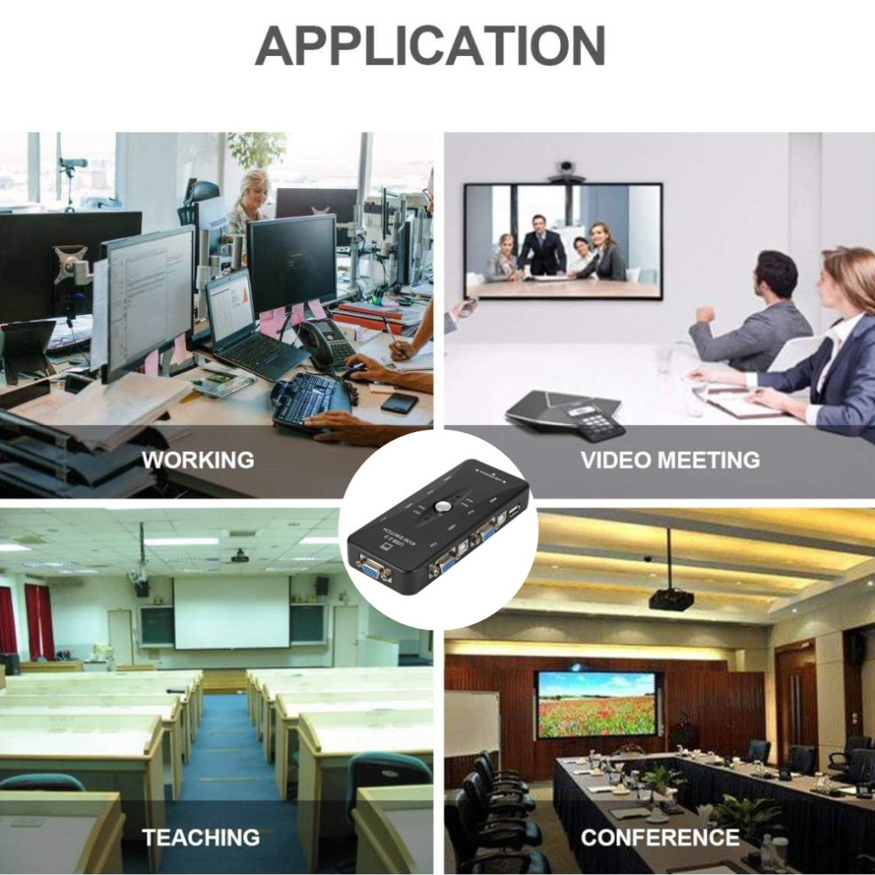 【Wireless】 2/4 Port Vga Kvm Switch 1080p Usb 2.0 4 In 1 Out Vga ...