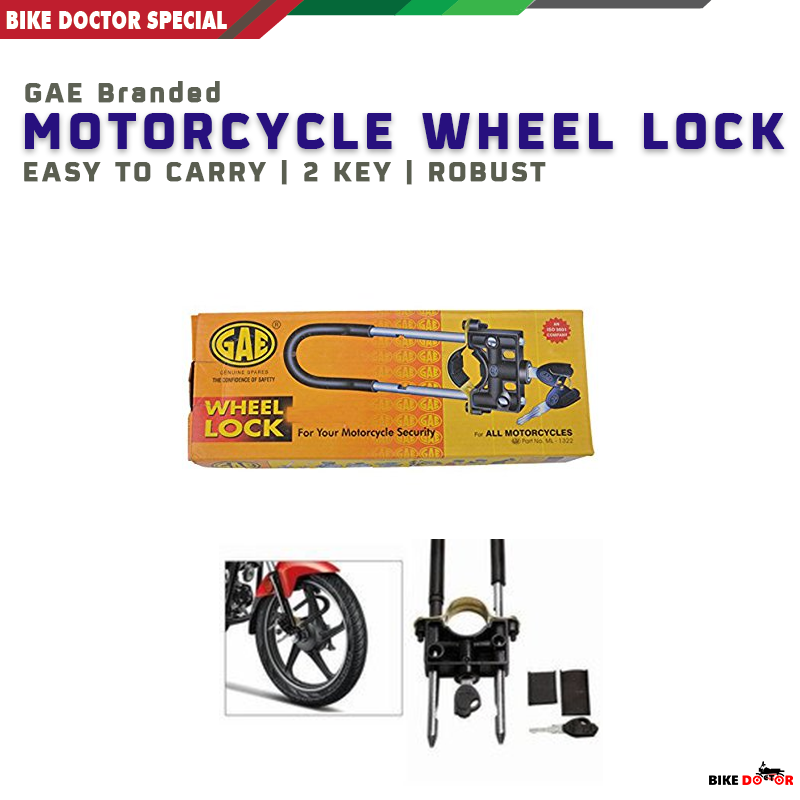 GAE Branded Bike Front Wheel Lock with 2 Keys (Made in India)