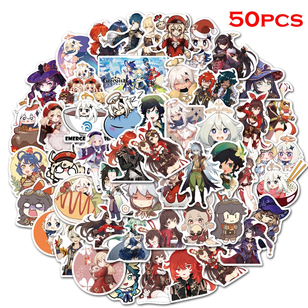 【happy one】50PCS Genshin Impact Stickers DIY Phone Snowboard Laptop ...