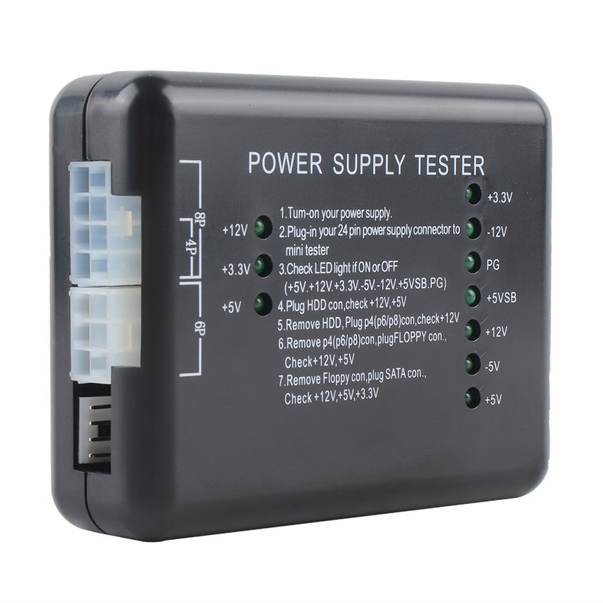 【3C VictoryEagle】TE LED Pin PSU ATX SATA HDD Power Supply Checker Meter ...