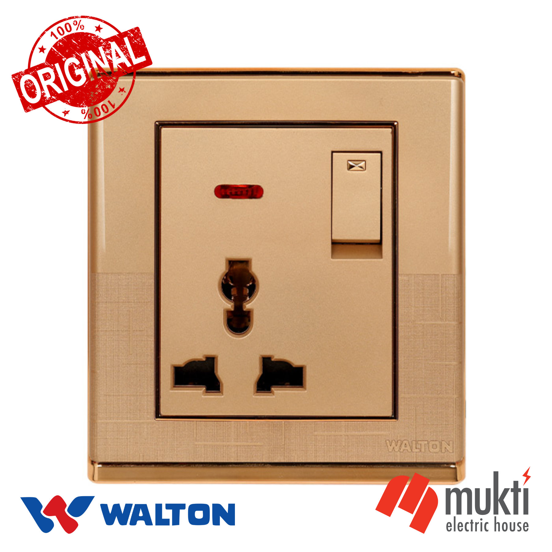 WALTON FIONA GOLD Series 13A Three Pin Multi Function Universal Socket ...