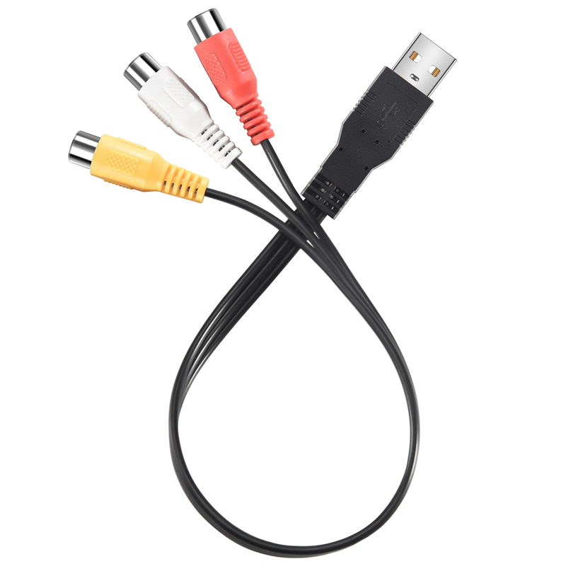 1Pc Usb Male Plug To 3 Female Adapter Audio Converter Video Av A/V ...