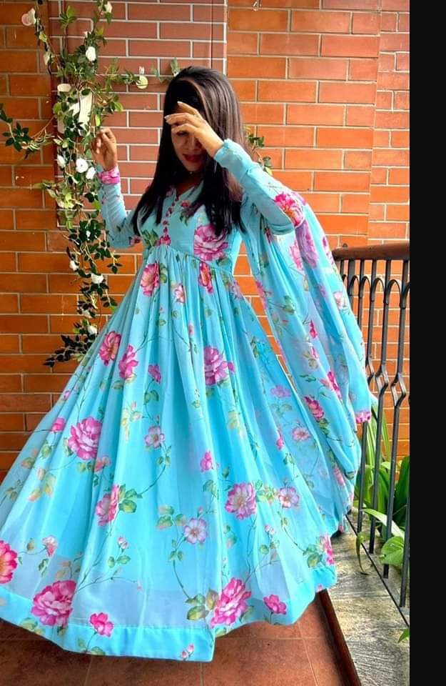 Double Diamond Georgette Readymade Gown Three Piece For women | Daraz ...