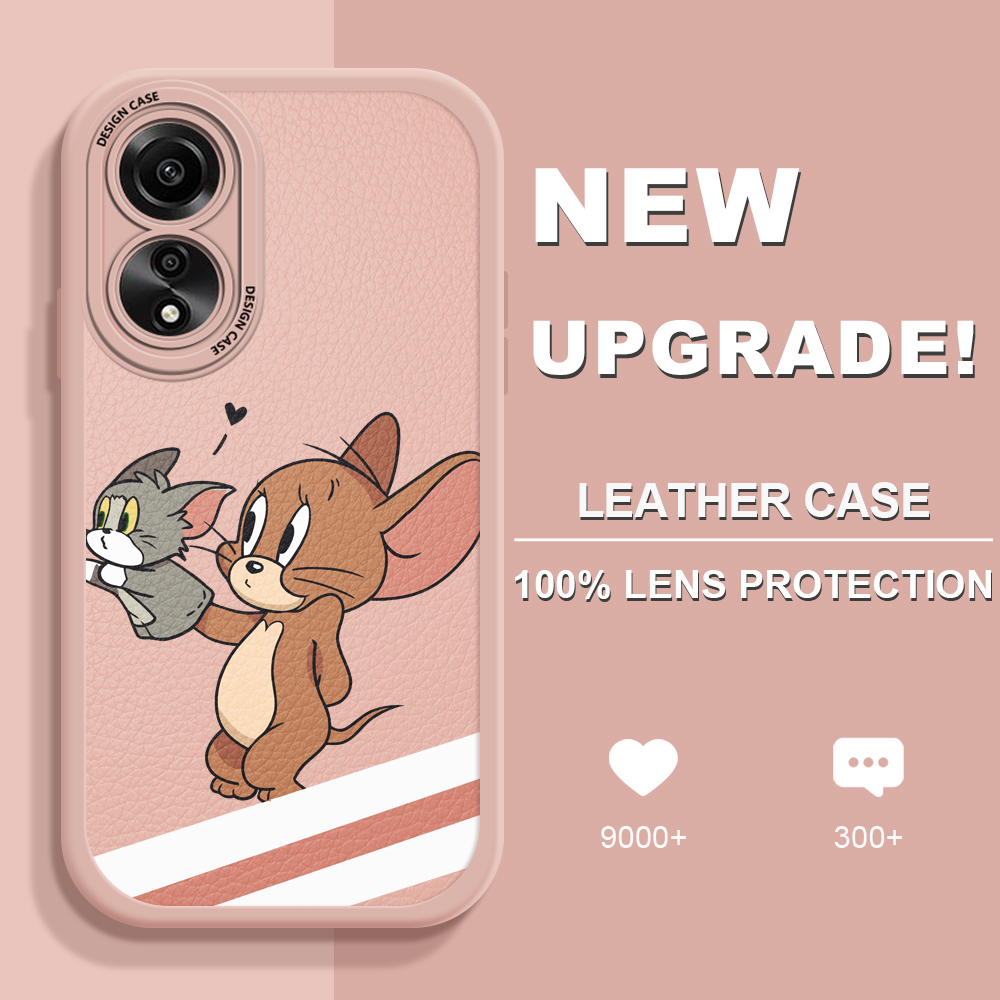YYDS for OPPO A18 A38 Back Cover Cute Jerry Tom PU Leather Phone Case Ultra Thin Soft Drop ...