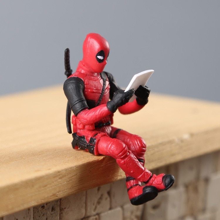 Disney Anime Deadpool Action Figure Sitting Posture Model Mini X-men ...