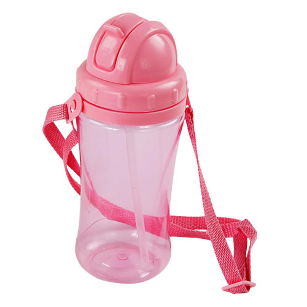 Baby Water Bottle 450 ml with straw and Belt Pink Colour | Daraz.com.bd
