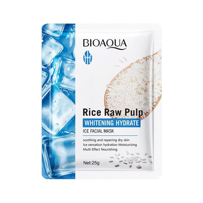 BIOAQUA Rice Raw Pulp Hydrate Whiteing Ice Facial Mask Sheet - 1 Pcs