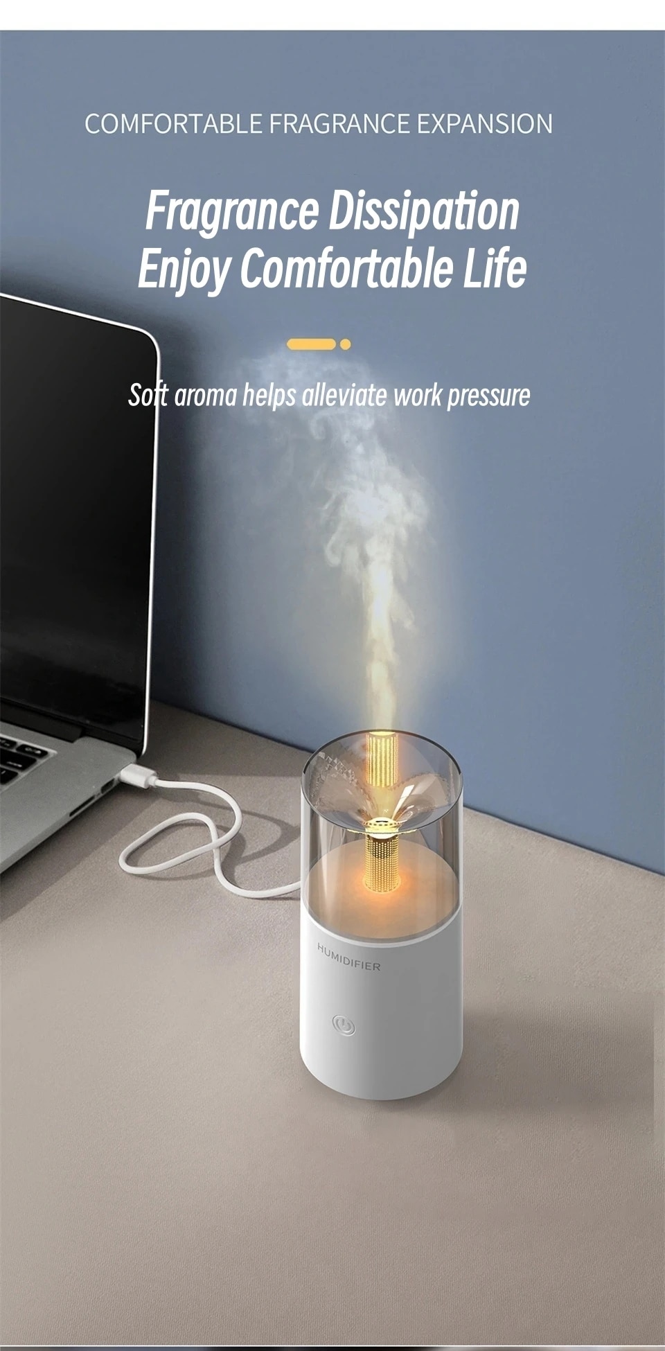 Candlelight Aroma Diffuser USB Electric Ultrasonic Mist Maker Air ...