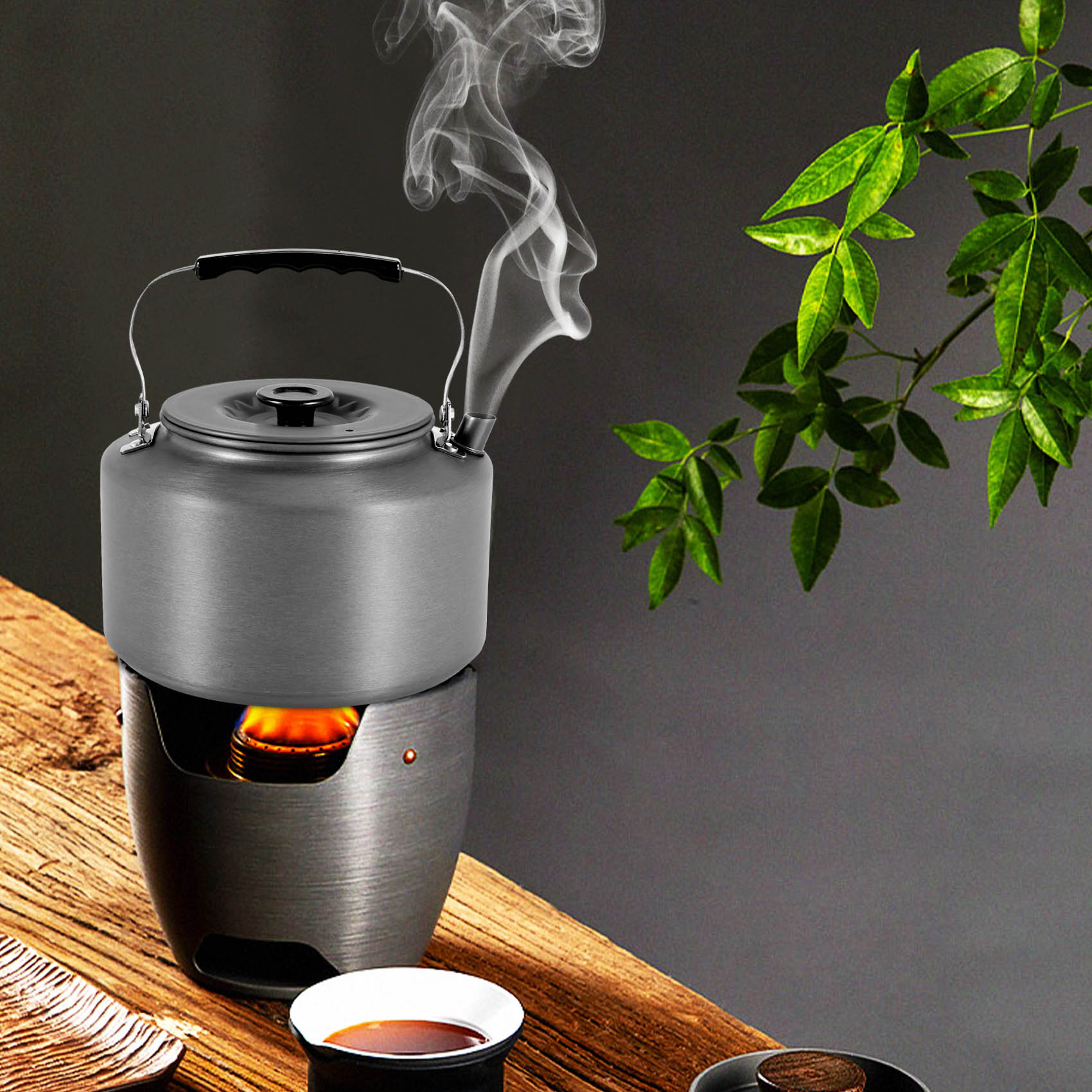 Camping Kettle 2.0L Open Campfire Coffee Tea Pot for Boiling Water ...