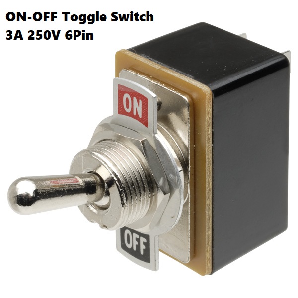 SELF-LOCK 45mm Metal Toggle Switch 6 Pin AC 250V 3A 2 Positions SPST ON ...