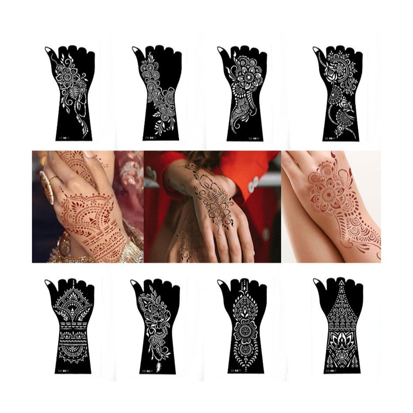 2pcs Full Hand Mehendi Art Template Stickers - Random Design | Daraz.com.bd