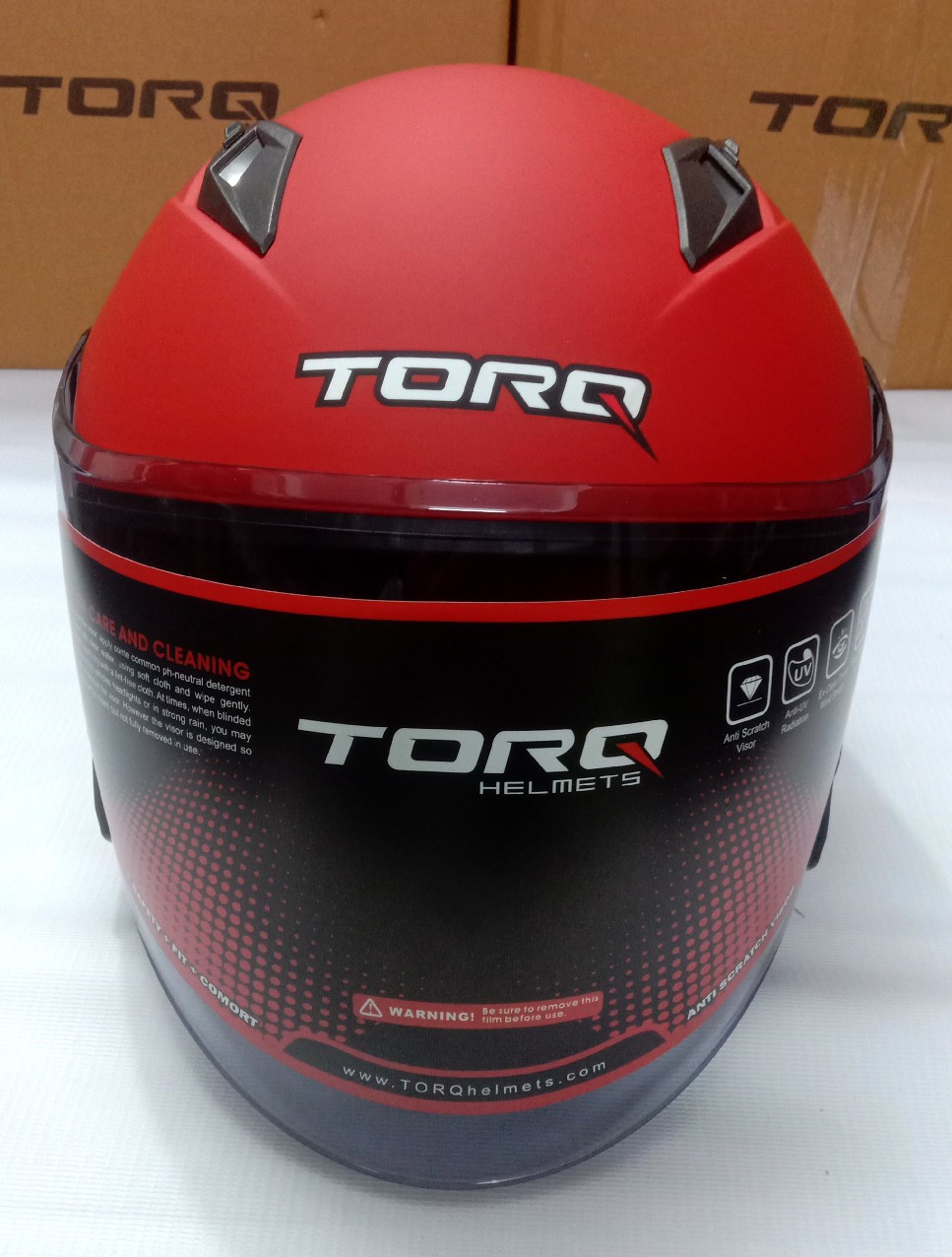Torq Atom Mat Red Halfface Helmet With Sunvisor. | Daraz.com.bd