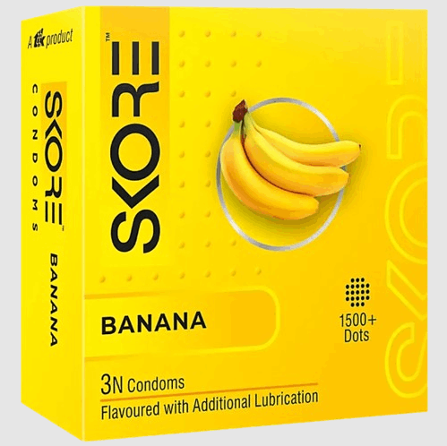 Skore Condom for Men Banana Flavor Condom 3pcs x 2 Pack with 1500+ Raised Dots | India | Daraz ...