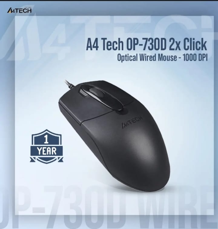 A-4 tech OP-730D 2x Click Optical Wired Mouse - 1000 DPI - Optical ...