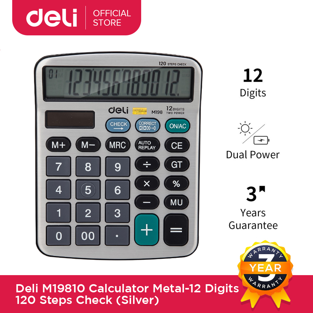 Deli EM19810 Calculator Metal-12 digits, 120 steps check | Daraz.com.bd