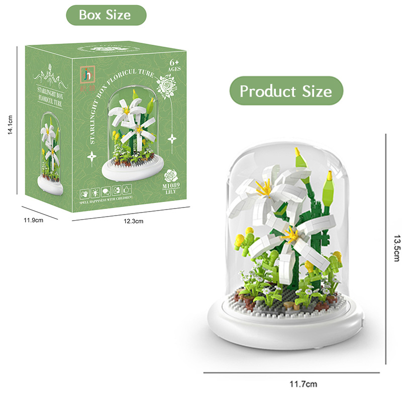 Lego Set DIY romantic flower（LED） display box desktop decoration girl ...