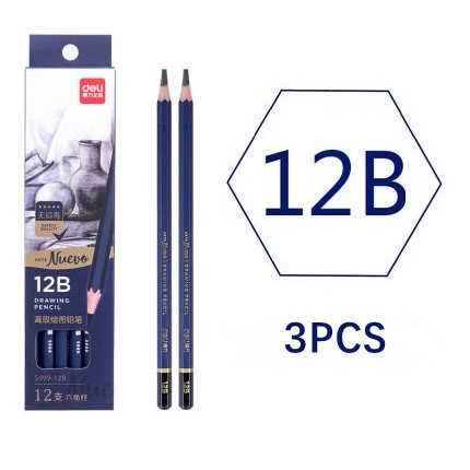 Deli 3Pcs Artist Sketching Graphite Pencils 3H 2H H HB B 2B 3B 4B 5B 6B ...