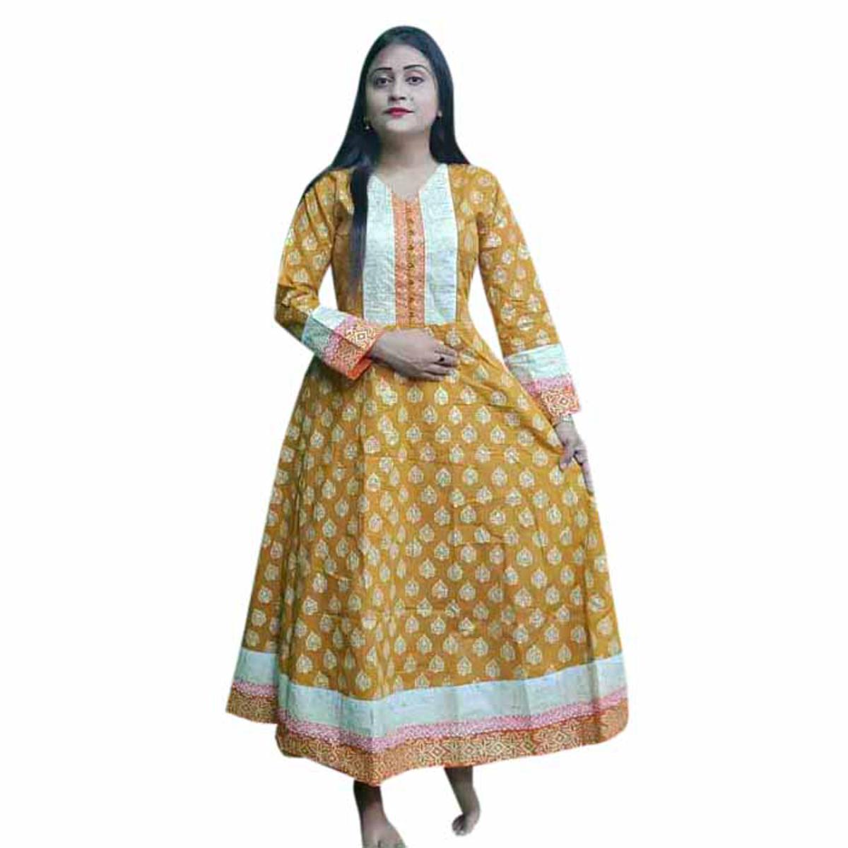 Anarkoli Long Gown (Golden Yellow) | Daraz.com.bd