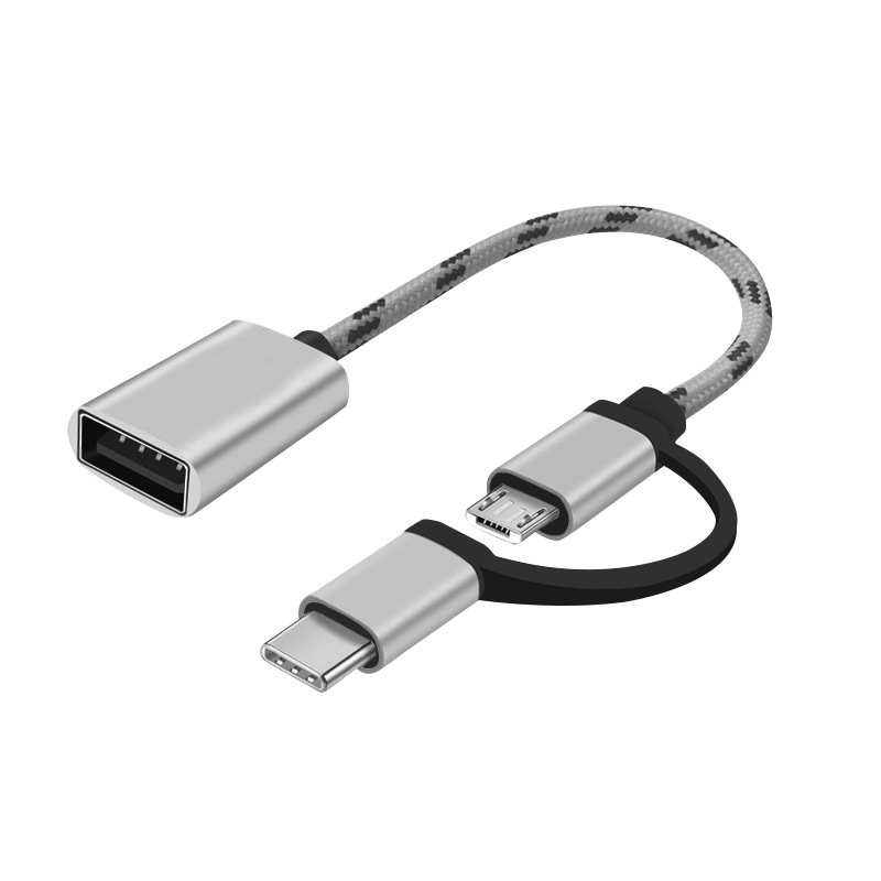2 In 1 Type-C Micro USB To USB 3.0 Interface OTG Adapter Cable ...