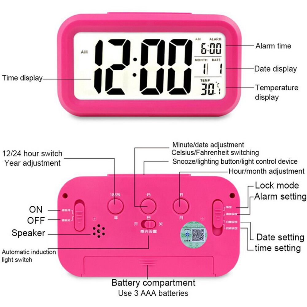 Led Digital Alarm Clock Electronic Digital Alarm Screen Desktop Clock ...