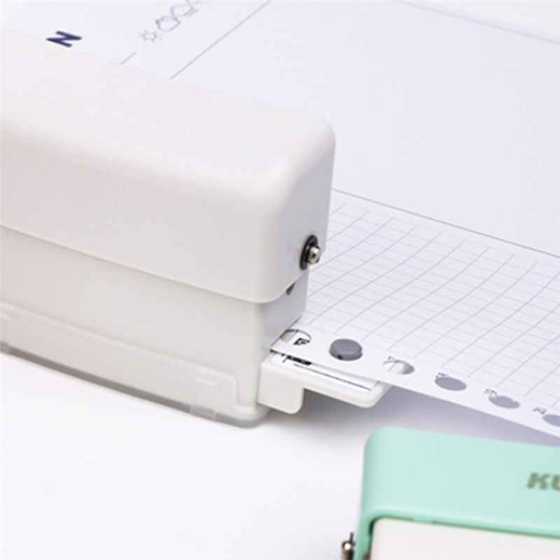 2 Piece Mini Binding Machine 6 Hole Punch with 20 Pcs Loose Leaf Binding Strips White & Green ...