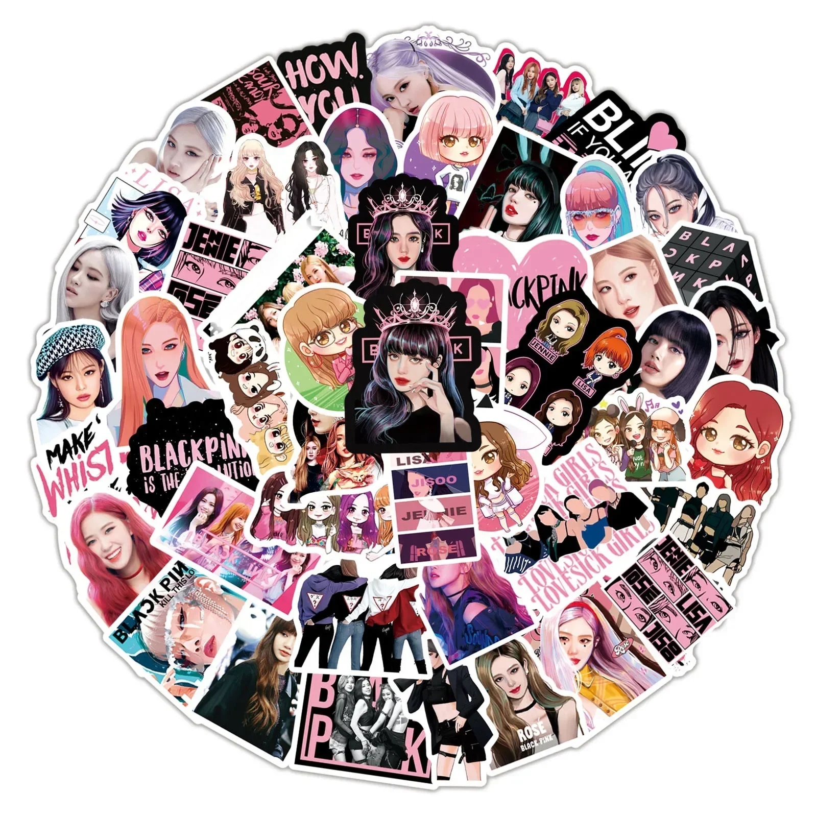 10/30/50pcs Korea Kpop Black Pink Stickers Pack DIY Laptop Phone ...