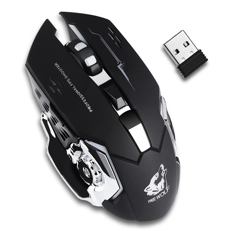 Wireless Rechargeable RGB 2400DPI Gaming Mouse TWolf Q13 Iron Gray ...