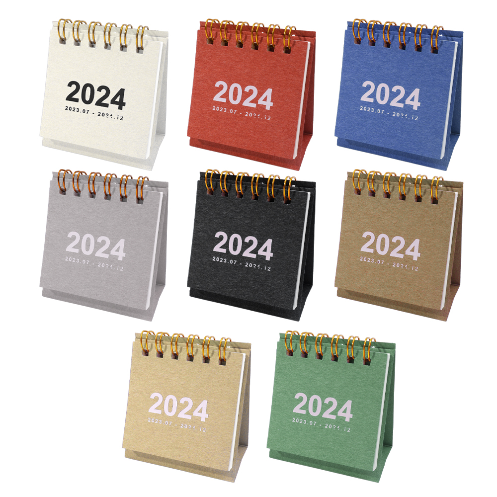 2024 Retro Simple Solid Color Desk Calendar Desktop Paper Mini Stand ...