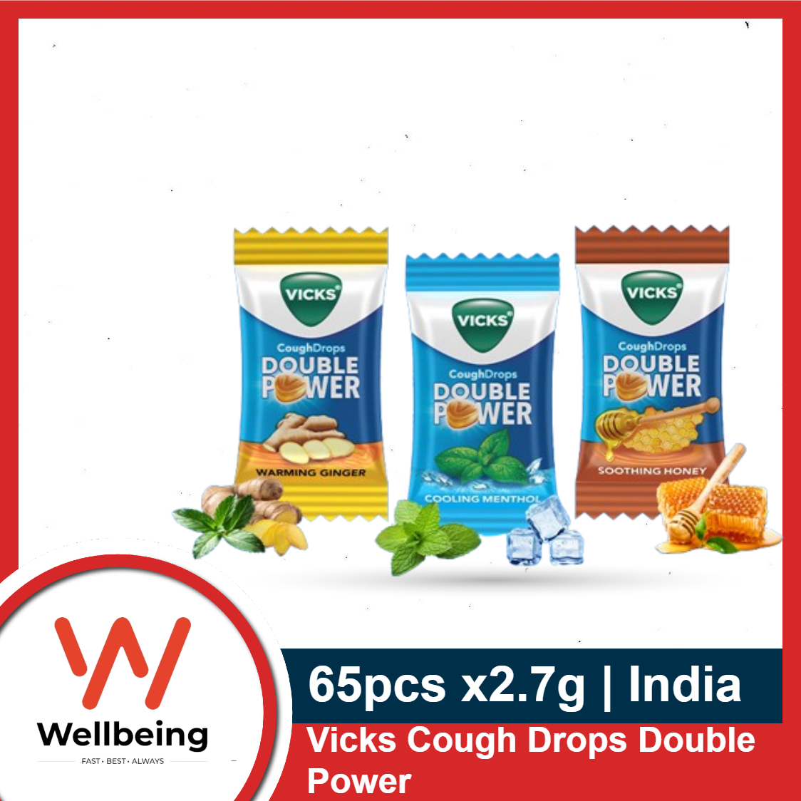 Vicks Cough Drops 2.7g x 65 Mix Packs / 1.8gm 125 Mix Packs - Ginger ...