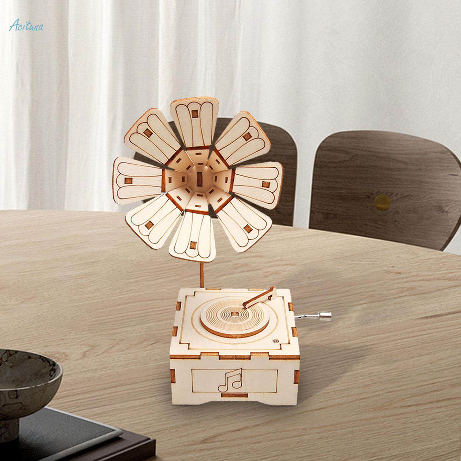 Music Box Gramophone Toys for Friends Mechanical Model Build Table ...