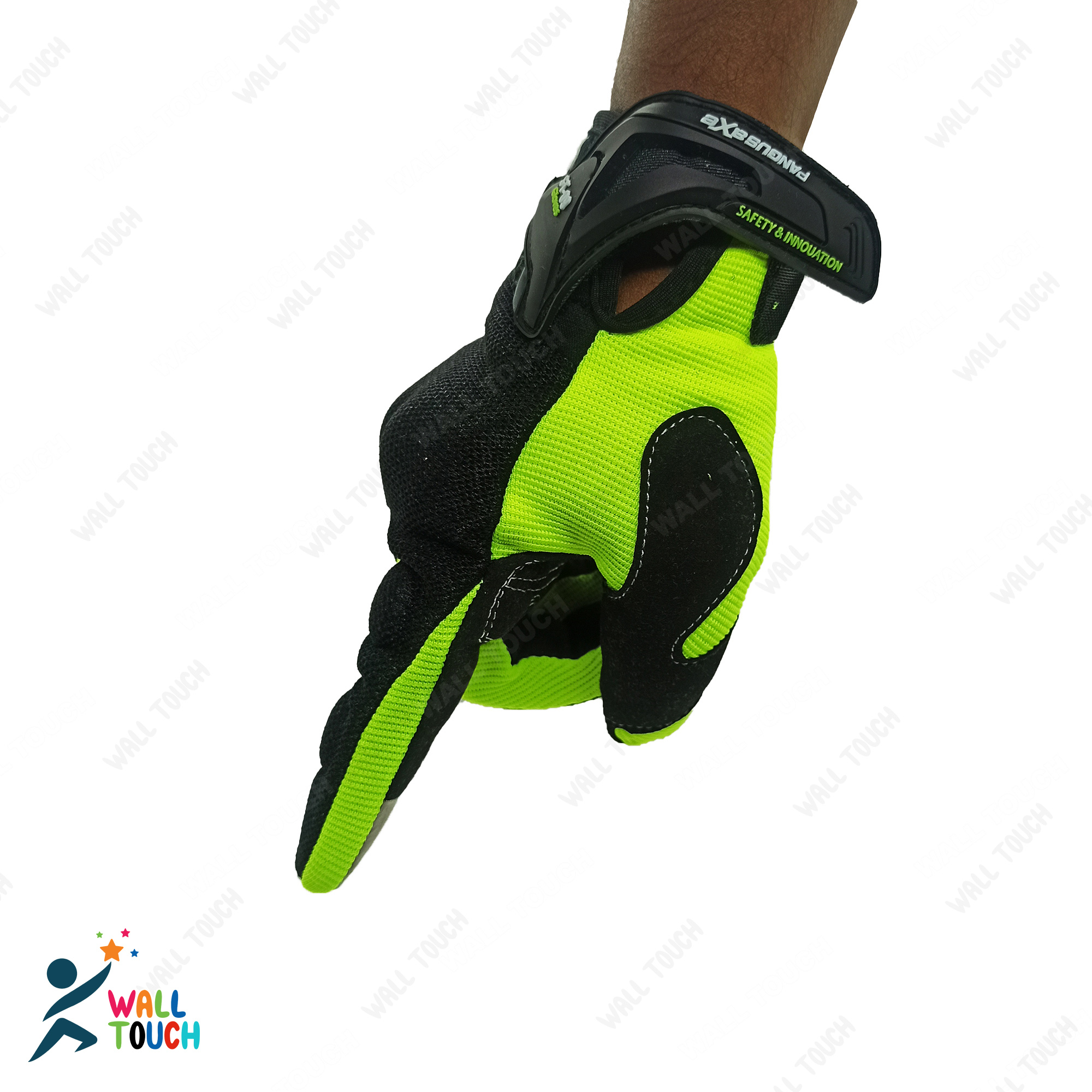 Motorcycle Racing Green/Orange Color Full Hand Gloves with Screen Touch ...