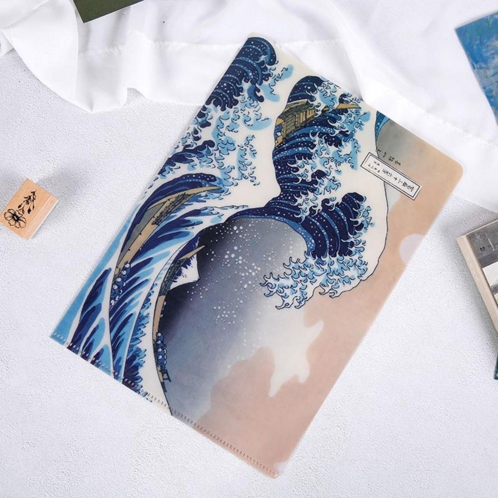 Funny Storage Bag L Shaped Folder Documents Famous Painting Series A4 ...