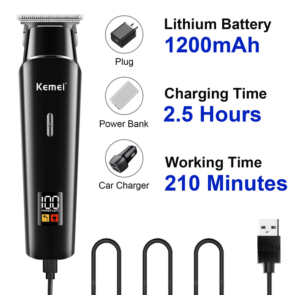 Kemei KM 1113 Professional Rechargeable Hair Clipper Beard Trimmer Hair ...
