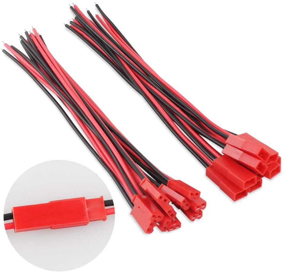 1Pair- RED Color JST 2Pin Connector 2 Pin JST MALE & FEMALE Plug Socket ...