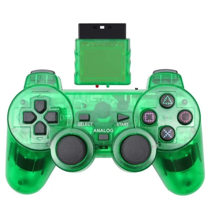 Wireless Gamepad Transparent Color For Sony PS2 2.4G Double Vibration ...