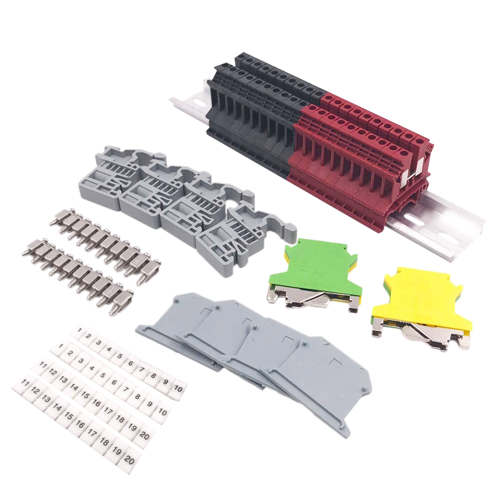 Durable DIN Rail Terminal Blocks Kit Terminal+Ground Blocks+Aluminum ...