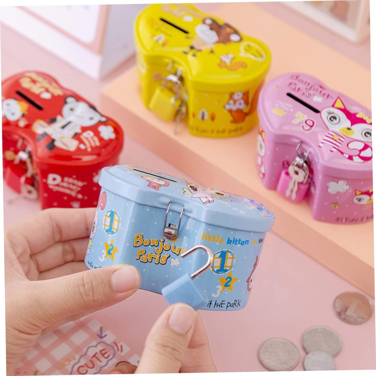 Kids Coin Bank Money Saving Bank with Lock Gift Containers Savings ...