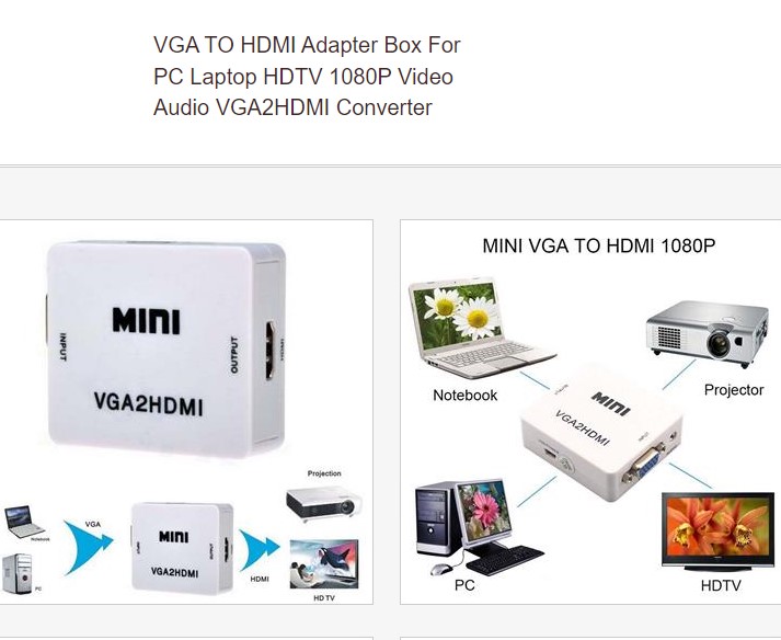 VGA to HDMI supports 1080P HD VGA2HDMI VGA TO HDMI converter- Compact ...