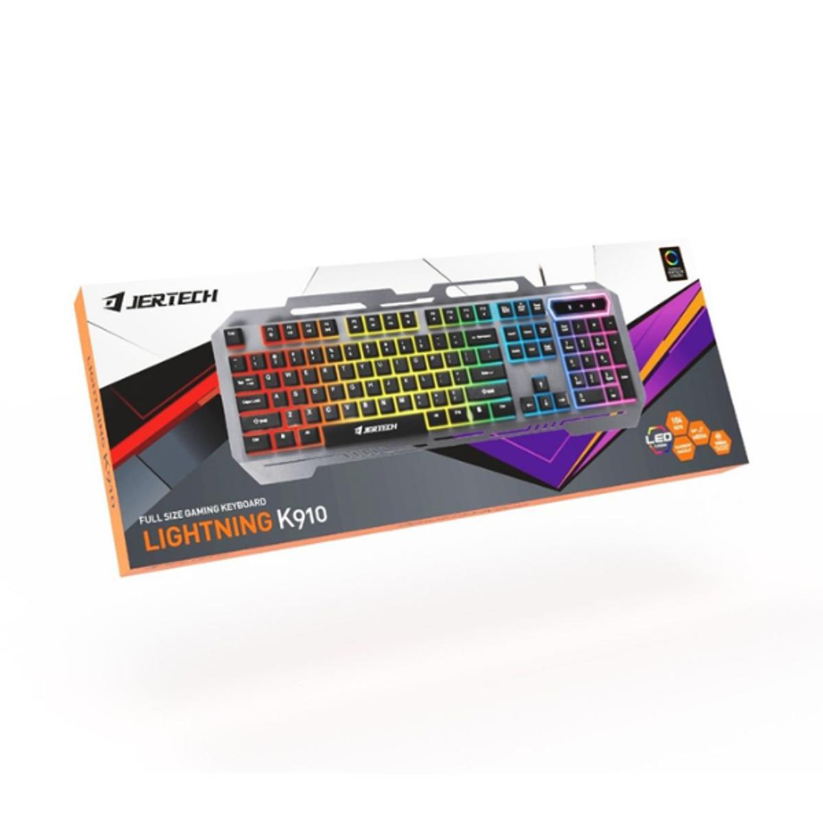 Jertech Lightning K910 Rainbow RGB Backlit USB Gaming Keyboard | Daraz ...