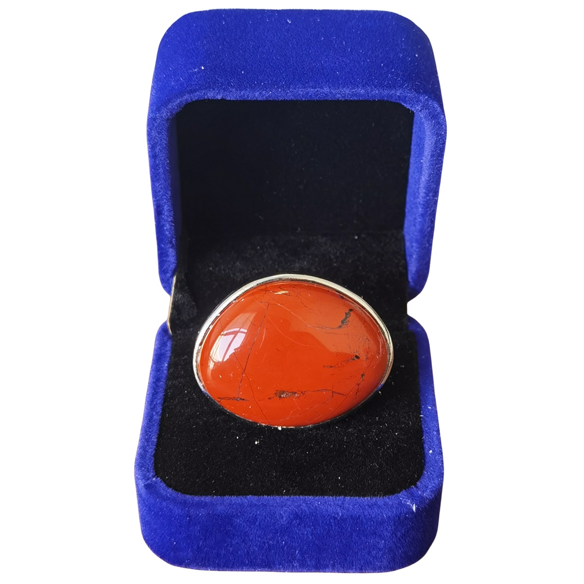 Wholesale Silver Plated Red Jasper Gemstone Rings Round Shape 25x30mm ...