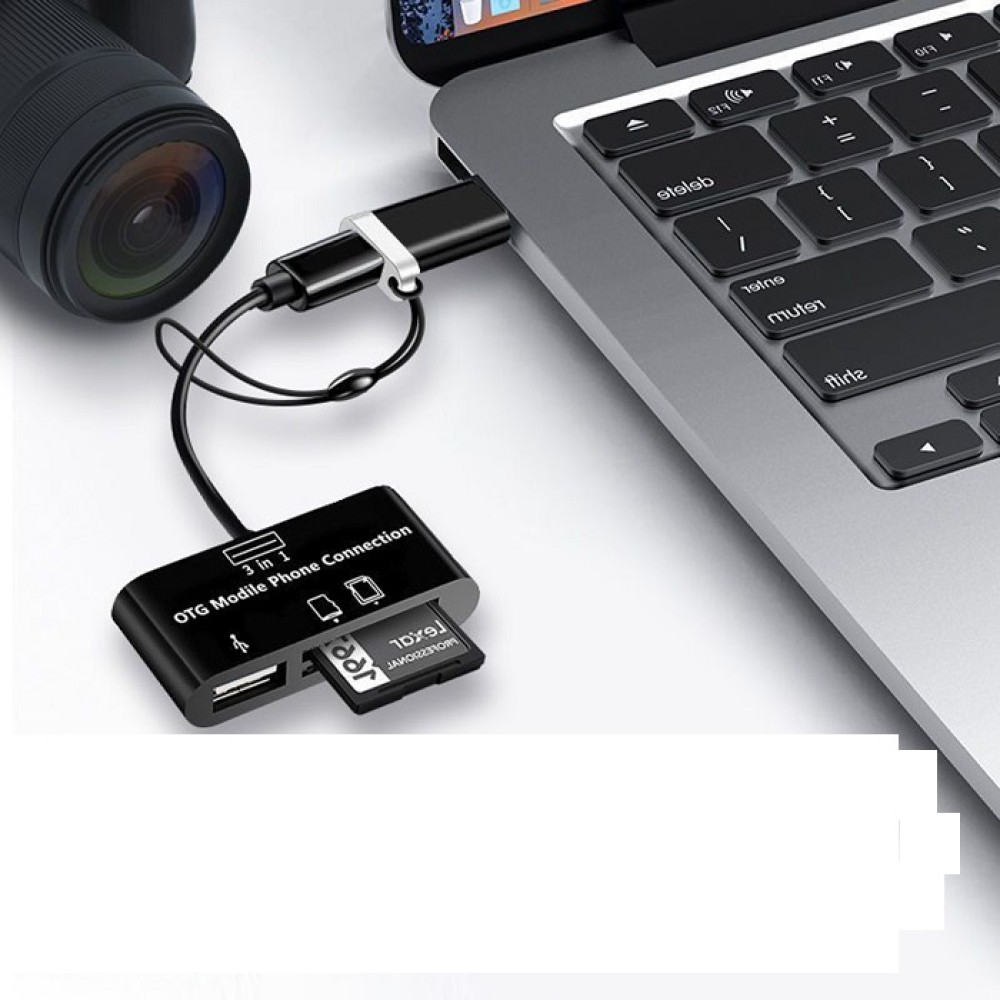 3 In 1 Mobile OTG Card Reader For Micro USB Port And Type-C input ...