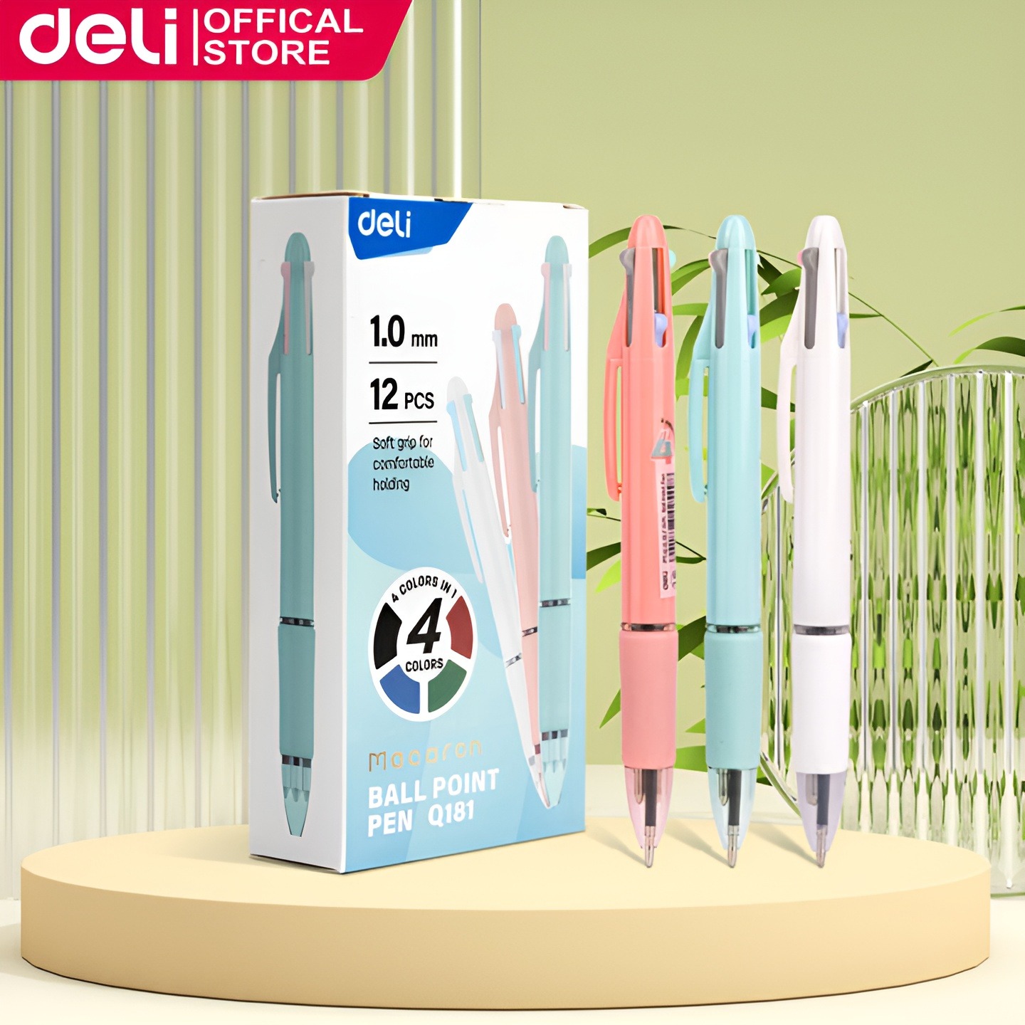 Deli EQ181 Ball Point Pen Four Colors Macaron Pens Bullet Tip 1.0mm - 1 ...