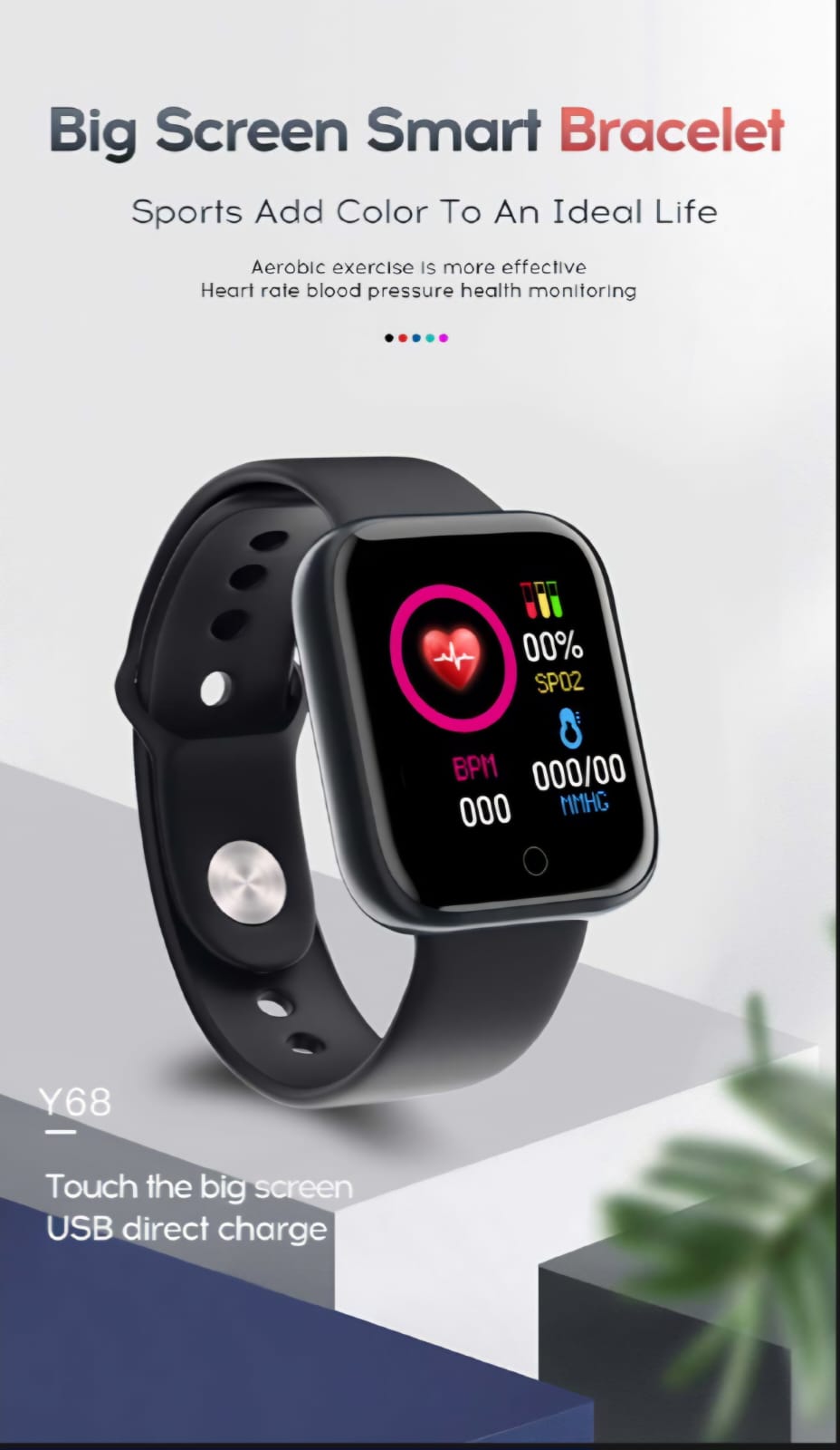 D20 Pro Smart Watch Y68 Bluetooth Fitness Tracker Sports Watch Heart ...