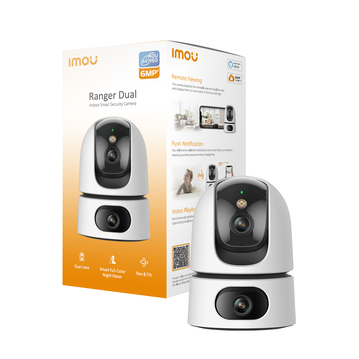 Imou Ranger Dual 6MP (3MP+3MP H.265 Wi-Fi Dual-lens P&T Camera) Dual ...