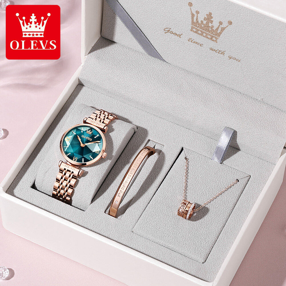 OLEVS Watch Set for Women Orignal Waterproof Elegant Korean Diamonds ...