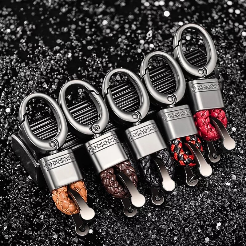 Metal Luxury Leather Lanyard Keychain Men Women Car Key Ring Holder ...