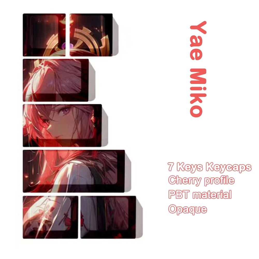 7 Keys/set Game Genshin Impact Keycaps Cherry Profile Anime Character ...